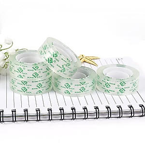 Crystal Clear Transparent Tape Refills Rolls for Dispenser, 24 Rolls Value Pack, 3/4 in x 1000 in,1 inch Core, Gift Wrapping Tape for Office, School and Home, BOMEI PACK