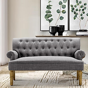 Rosevera Drennan Loveseat Sofas for Living Room Loveseat for Living Room Couch in a Box Sofa para Sala Love Seats Furniture Sofa in a Box Long Couches for Living Room Settee Loveseat,Linen,Beige