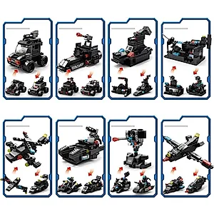 ENHANA Building Block Robot 27 in1 SWAT Police Command Truck Building Kit for Kids City Helicopter Bricks Kit Educational Toys for Boys Age 6 7 8 9 10 11 12 Years Old 585PCS