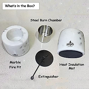 Tabletop Fire Pit, Marble Mini fire Pit, Indoor Outdoor Portable Fire Pit Bowl, Clean Burning Real Flame for Patio Balcony Fire Pit Bowl