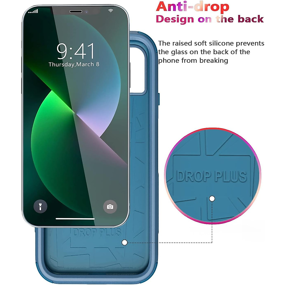 Diverbox for iPhone 13 Case [Shockproof] [Dropproof] [Tempered Glass Screen Protector + Camera Lens Protector],Heavy Duty Protection Phone Case Cover for Apple iPhone 13 (Blue)