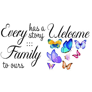 Summerjokes Every Family Has A Story Welcome to Ours. Funny Wall Sticker Decal Vinyl Sticker, Family Living Room Kitchen Dining Room Bedroom Couple Romantic Family Love Marriage Art Wall Decoration