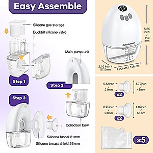 Double Hands Free Breast Pump,Wearable Breastfeeding Pump, Electric Wireless Breast Pump for Travel Office Outdoor 6oz 3 Mode & 9 Levels