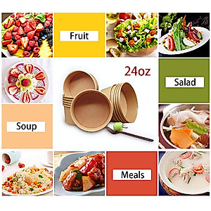 TOPtoper 24 Oz Large Paper Bowls, 90 Pack Disposable Soup Bowls Plastic Free Party Supplies for Hot/Cold Food, Soup (24 OZ)