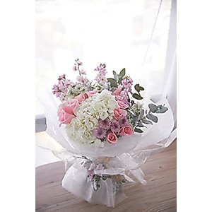 LWFyyds Waterproof Flower Solid Color Translucent Wrapping Paper Bouquet Gift Packaging Korea Flower Shop Supplies, 40 Sheets (White)