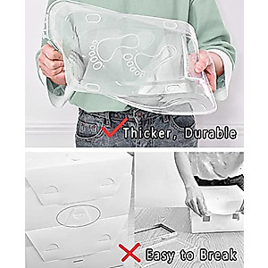 YEAVS 6 Pack Storage Shoe Box Stackable, Thickened Clear Plastic Shoes Containers, Sneaker Organizer Bins with Lids (Pink)