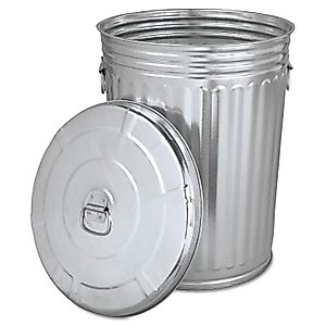 KCHEX Trash can with lid - Pre-Galvanized Trash Can with Lid Round, Steel, 20gal, Gray, Sold as 1 Each - Metal Trash can - Outdoor Garbage can with lid - Galvanized Trash can with lid.