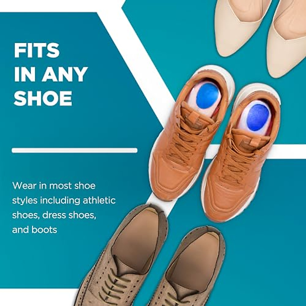 Gel Silicone Heel Cups/Pads - 3 Pair Heel Lifts for Achilles Tendonitis, Shoe Wedge Inserts for Plantar Fasciitis, Sore Heel, Bone Spur, Foot Pain Relief Support, Comfort Cushion Insoles for Women/Men