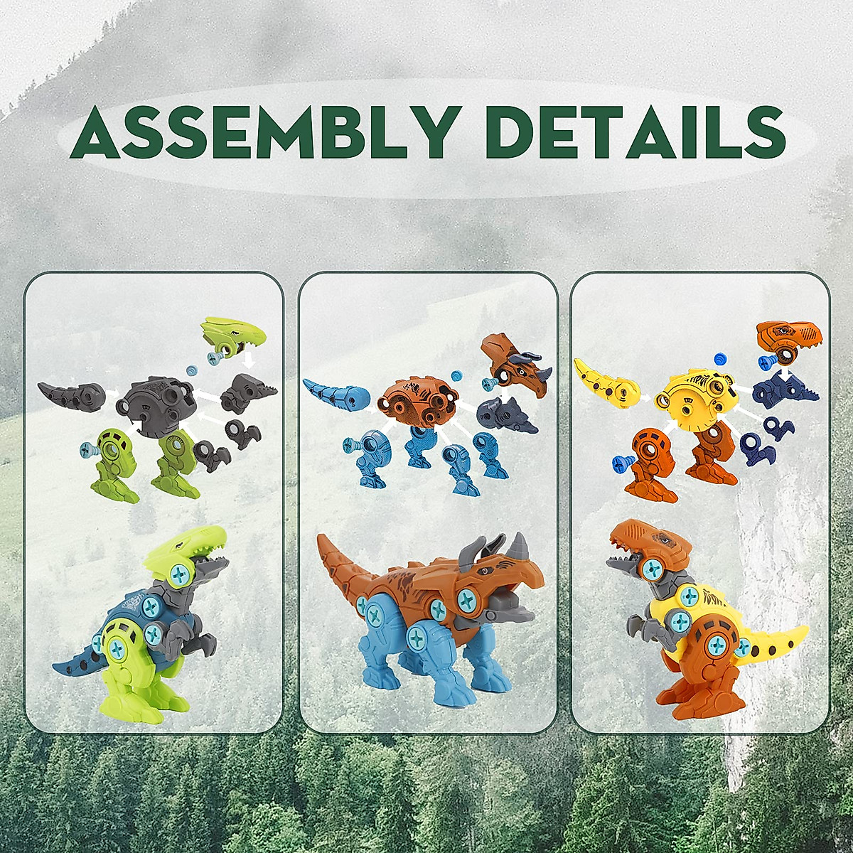 HYCC Take Apart Dinosaur Toys for Kids - Building Dino Play Kit with Screwdrivers DIY Construction Engineering Set STEM Learning Gifts for Boys Girls (New Dinosaur Toys Model One)