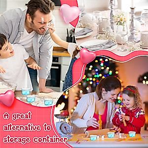 Didaey 72 Pcs 2.4 oz Valentine‘s Day Heart Shaped Containers Plastic Box with Lids Reusable Small Portion Cups Condiment Storage Container Clear Transparent Cup for Food DIY Liquid Foam Ball Soft Clay