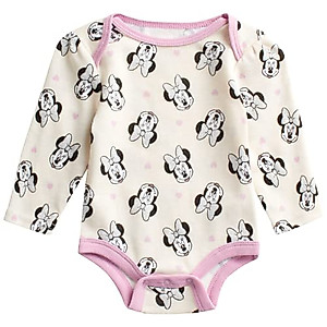 Disney Baby Newborn Girls' Layette Set - Bodysuit, Pants, Booties, Hat: Minnie Mouse, Winnie the Pooh, Bambi (0-9M), Size 6-9 Months, Minnie Mouse