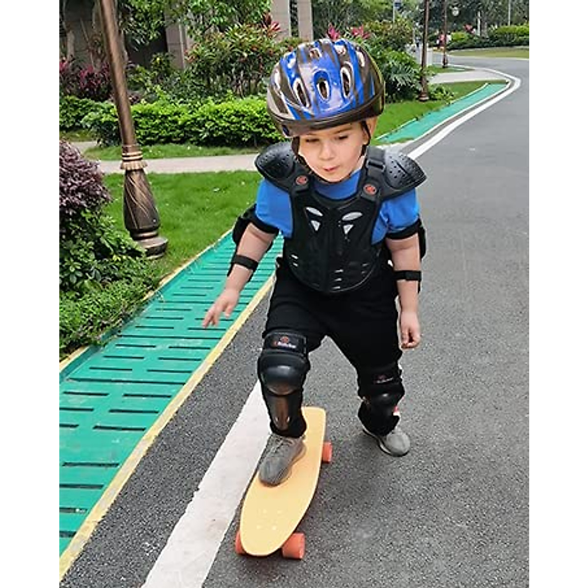 Kids Dirt Bike Gear Chest Protector Motocross Gear Motorcycle Armor Vest Elbow Guard Knee Shin Guard Pads Youth Motorcycle Protective Gear (Black, L:(Height:51.18"-57.08"))