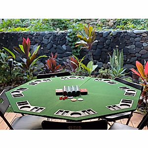 EVIEUN 48" 8-Player Foldable Poker Table Top, Casino Texas Hold'em Layout, Portable Anti-Slip Blackjack Poker Table Mat with Carrying Bag for Family Games Casino