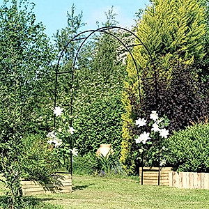 JP Outdoor Garden Arch, Steel Garden Arch Arbor Trellis for Climbing Plants, Indoor Outdoor Wedding Party Decoration, 7'8inch H x 4'5inch W, Dark Green (GM)