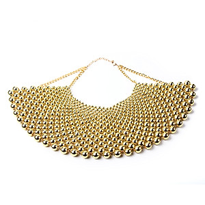 Statement Collar Beaded Pearl Bib Necklace (Gold)