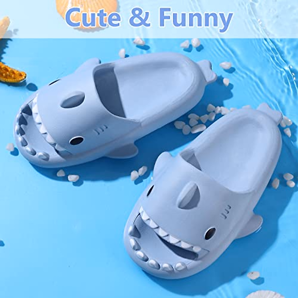 LAKIGE Kids Shark Cloud Slides | Toddler Boys Girls Shower Slippers | Boys Girls Cute Cartoon Fish Flip Flops | Beach Pool Home Sandals | Quick Dry Non-Slip