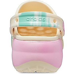 Crocs Women's Classic Graphic Platform Clogs, Platform Shoes, Vanilla/Multi, 8 Women