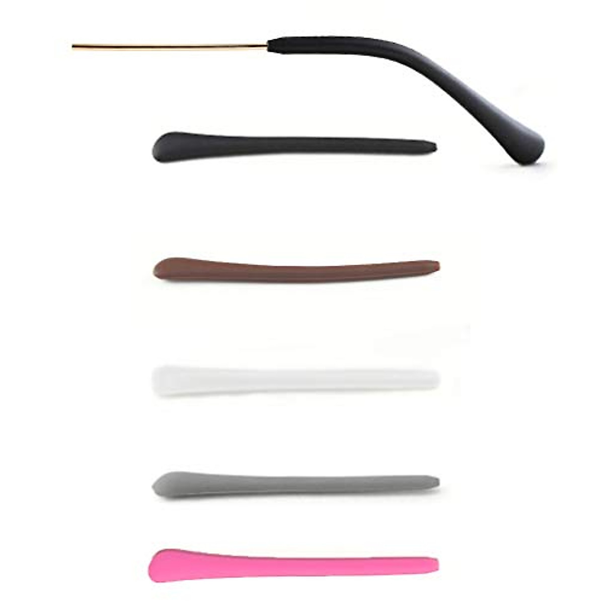 HengKe 5 Pairs Colorful Anti-Slip Silicone Eyeglass End Tips Glasses Ear Hooks Sport Eyeglass Strap Holder Temple Tips Spectacle Retainers, Anti-Slip Elastic Comfort Glasses Retainers, Black Clear