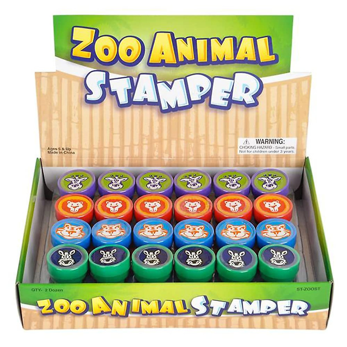 ArtCreativity Zoo Animal Stampers for Kids, Set of 24, Assorted Pre-Inked Stampers, Animal Birthday Party Favors, Goodie Bag Fillers, Arts n Crafts Supplies Assignment Stamps for Teachers