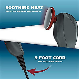 Wahl Heat Therapy Corded Vibratory Therapeutic Body Massager – Heated Handheld Massage with Two Speeds Low and High to Relieve Neck, Shoulder, Muscle, Leg & Back Pain - Model 4196-1201