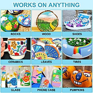 Amamao 100 Colors Acrylic Paint Markers Pens Set,50 Pack Dual Tip Acrylic Paint Markers with Brush Tip and Fine Tip for Rock Painting Fabric Plastic Wood Canvas Stone Glass Paper DIY Craft Supplies