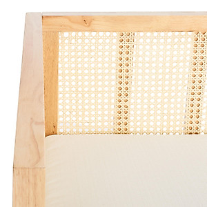 SAFAVIEH Home Collection Dune Coastal Natural Rattan 3-Seater Sofa with White Cushion (Fully Assembled)