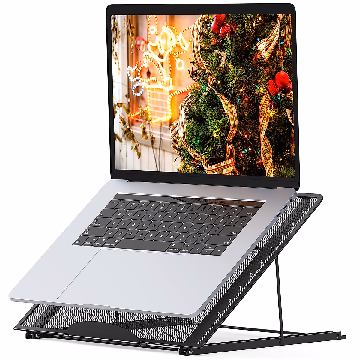 MaxGear Laptop Stand, Ergonomic Mesh Laptop Tablet Stand for Desk, Ventilated Adjustable Portable Laptop Riser, Notebook Holder Stand Compatible with MacBook, Dell XPS, HP, 10-17 inches Laptops, Black