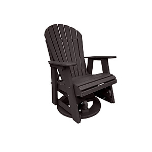 Phat Tommy Glider for Outside Patio - Outdoor Swivel Glider Chair - Poly Outdoor Furniture, Adirondack Porch Glider Chair, Brown