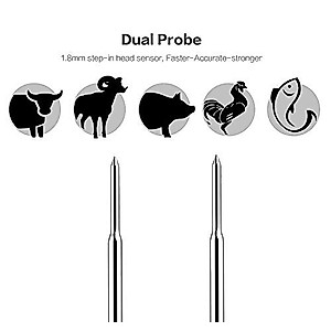 TempoChef Bluetooth Smart Meat Thermometer for Grill Oven and Smoker, Cooking Food and Control Temperature Smart, Dual Stainless Steel Probes