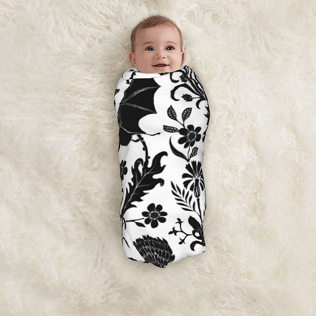 Christmas Goth Bat Flower Halloween Baby Swaddle Blankets boy Newborn Receiving Gothic Blankets Christmas Girl Baby Swaddle Blankets Large Swaddle Blankets Swaddling Wrap Silky Soft Gifts