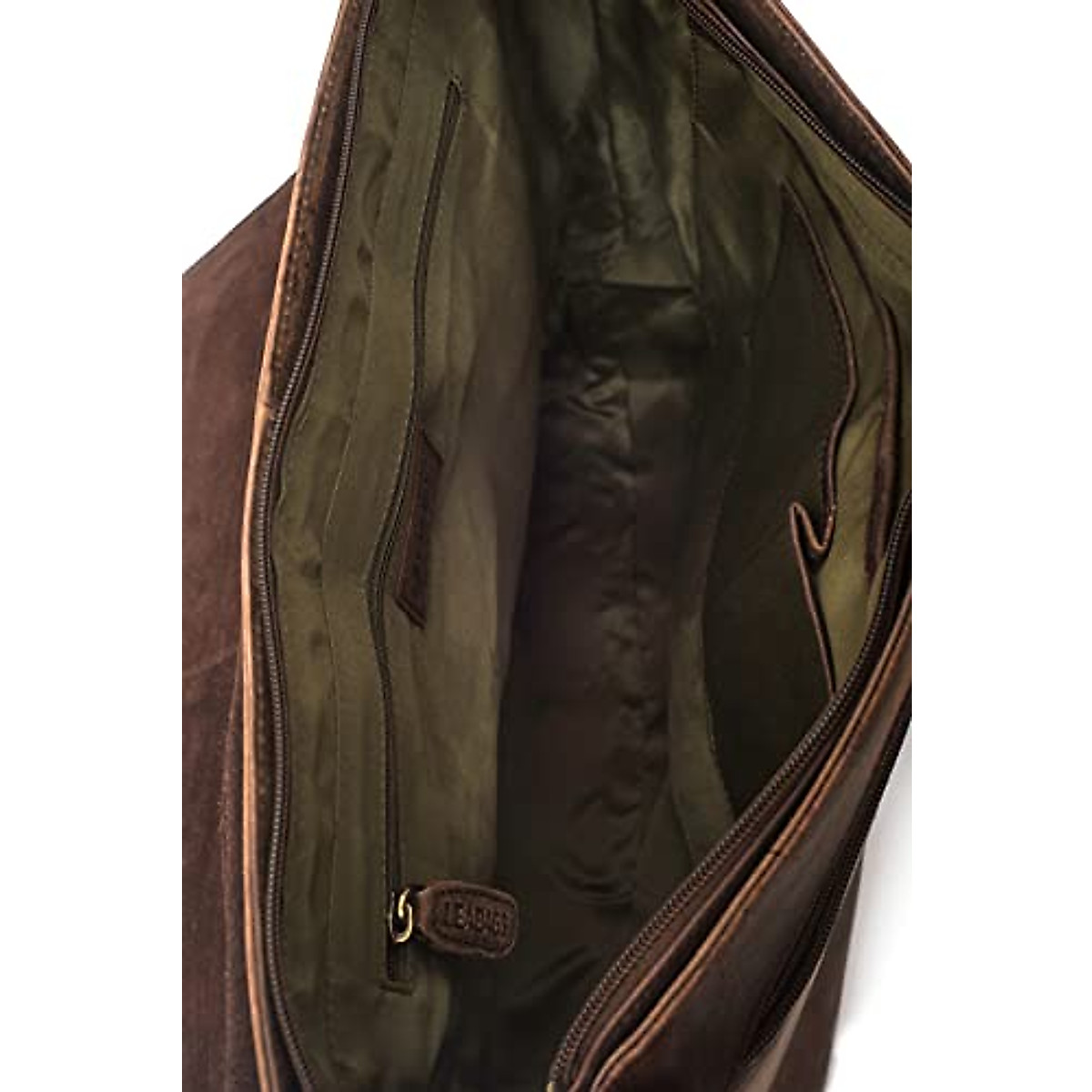 LEABAGS Leather Messenger Bag for Men Women - Briefcase genuine buffalo leather Oxford - Laptop Bag Crossbody Work College Muscat