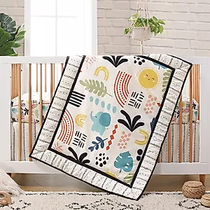 The Peanutshell Boho Crib Bedding Set for Baby Boys or Girls | 3 Piece Unisex Nursery Set | Crib Blanket, Fitted Crib Sheet, Crib Skirt