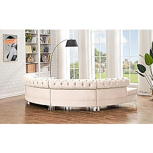 Legend Vansen Curved Modular Sectional Sofa,Velvet Couch with Rolled Arms,4-Seater Semicircle Couch Suitable for Living Room and Bedroom