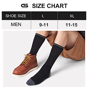 CS CELERSPORT 3 Pack Men's Merino Wool Hiking Socks Crew Socks with Full Cushion Warm Winter Socks Thermal Boot Socks, Black, Shoe Size 12-14