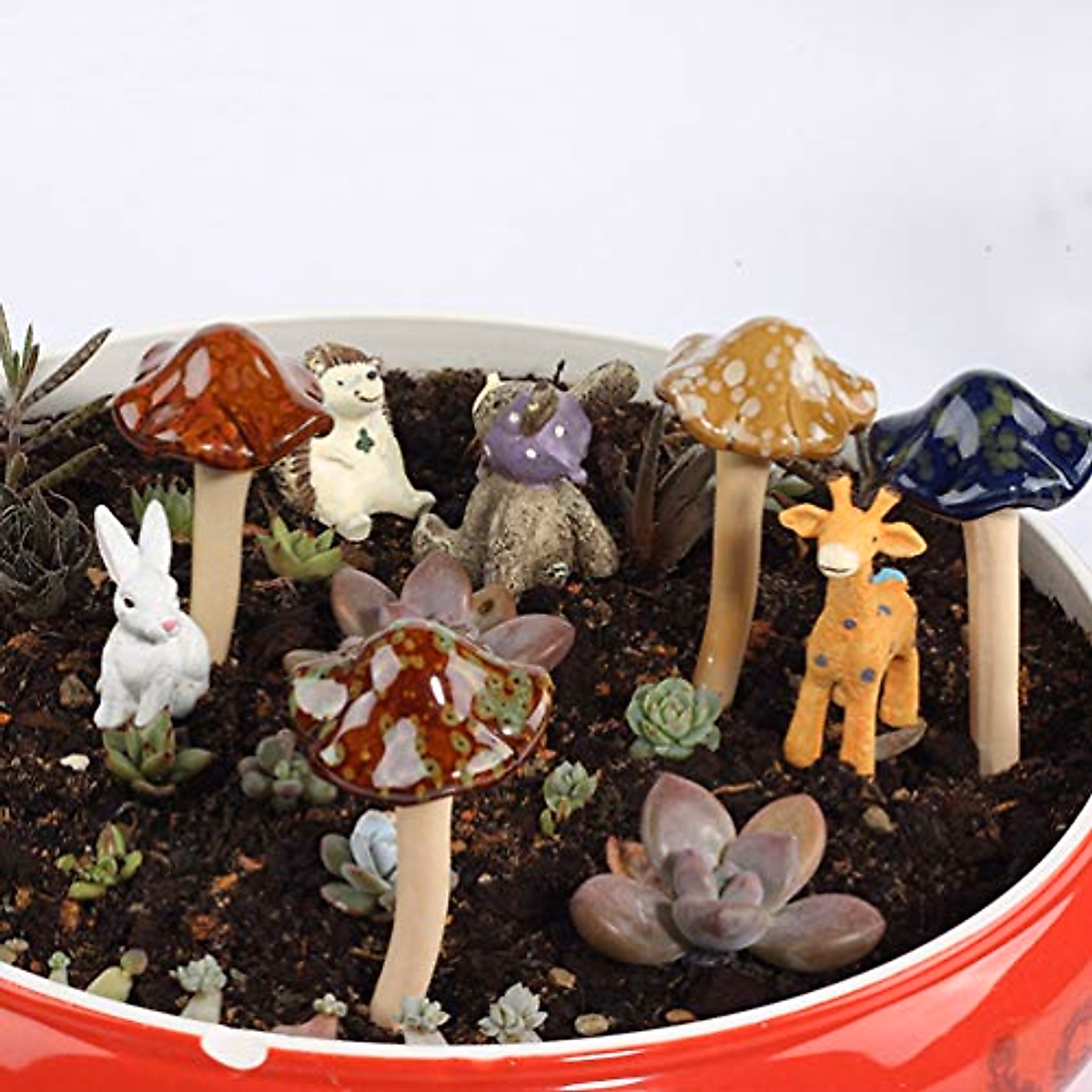 Cabilock 2 Pcs Set Pot for Plants Indoor Miniature Ceramic Mushroom Garden Mushroom Decor Ceramic Garden Lawn Ornaments Mushroom Statue Mini Pots Garden Ornament Pottery Artificial