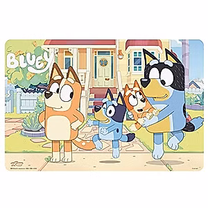 Designs Bluey Reusable BPA Free Kids Placemat, Bandit, Bluey and Friends