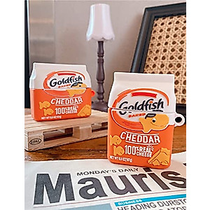 Funny Case Compatible with Apple AirPods Pro Anime Cool Kawaii Food Cover Silicone Shell Anti-Fall Cases for AirPods Pro 2019 with The Carabiner for Men Women (AirPods Pro, Goldfish Snacks)