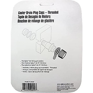 Igloo Cooler Threaded Drain Plug Caps with Plastic Tether 20049 White Small