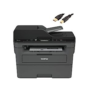 Brother DCP-L25 Series Monochrome All-in-One Laser Printer for Home Office, Print, Scan, Copy, Wireless, 36 ppm, 2400 x 600 dpi, Automatic Duplex Printing, with MTC Printer Cable