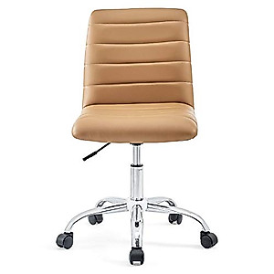 Modway Ripple Ribbed Armless Mid Back Swivel Computer Desk Office Chair In Tan
