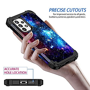 Miqala for Galaxy A53 5G Case,Glow in The Dark Three Layer Shockproof Hard Plastic+Silicone Rubber Protective Case for Samsung Galaxy A53 5G,Blue Sky