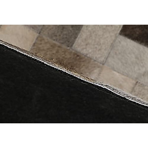 USA RUG Cowhide Grey Patchwork Home Decorative Living Room Area Rug Hand Made Cow Leather Hair (5'x8')