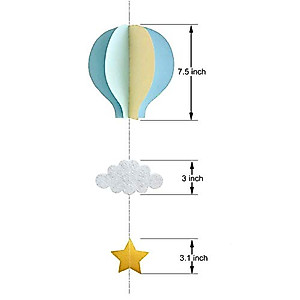 Hot Air Balloon Garland Decorations - 8 Pack Large Size Pastel Cloud Hot Air Balloon 3D Paper Garland Hanging Decorations for Wedding, Birthday, Baby Shower, Christmas Party - Blue