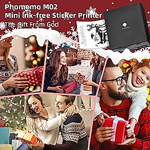 Phomemo Picture Printer, M02 Mini Pocket Printer for iPhone Android, Great for Early Education, Study Notes, Journal, Receipts, Notes,Lists, QR Codes
