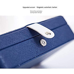 ZZYINH AN207 American Style Portable Pu Fresh Simple Ear Stud Jewlery Box Small Earrings Ring Multi-Functional Jewelry Box Small Jewelry (Color : Blue2)