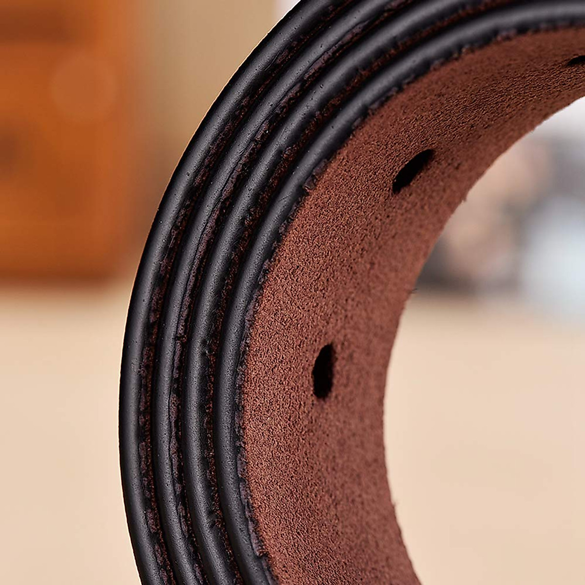 ESPOFY Women's Belt Genuine Leather Belt with Single Prong Alloy Buckle Red 41inch (105cm)