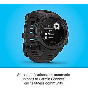 Garmin 010-N2064-00 Instinct, Rugged Outdoor Watch with GPS, Features GLONASS and Galileo, Heart Rate Monitoring and 3-axis Compass, 1.27-inch, Graphite (Renewed)