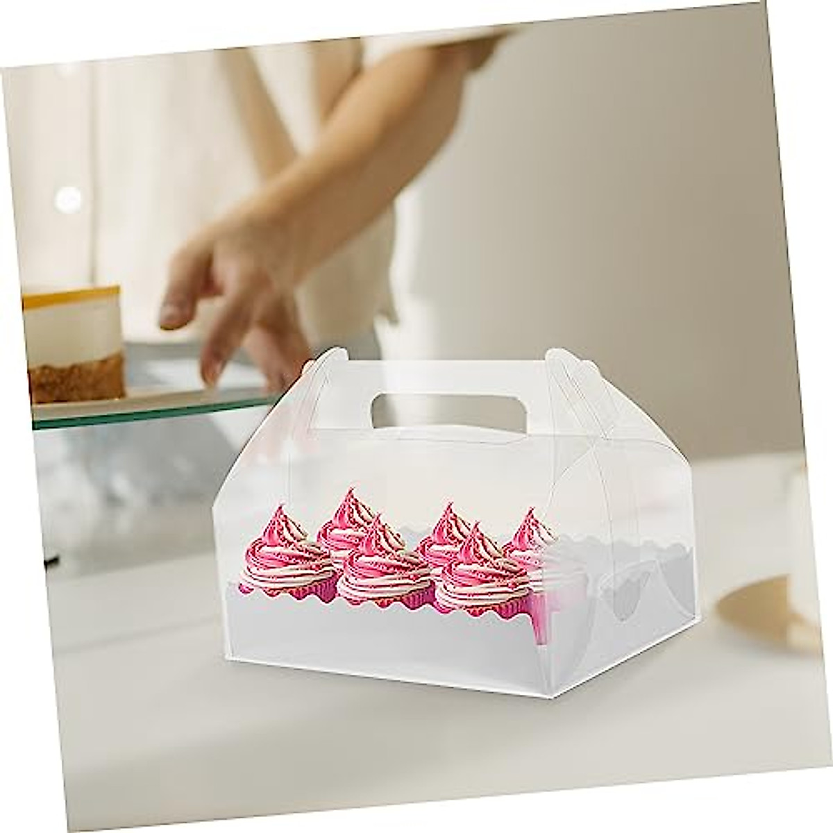 ULTECHNOVO 10pcs Box Mini Dessert Containers Clear Cake Box Plastic Dessert Containers Cupcake Carrier Cupcake Boxes Mini Cake Boxes for Cake Portions Bakery Box Dessert Storage Box Paper Cup