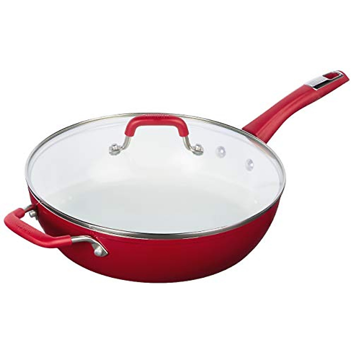 Bialetti Aeternum Ceramic Nonstick Cookware Set, 10 Piece Cookware Set, Red/White
