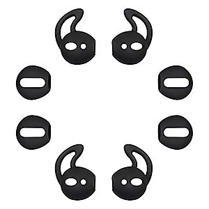 JNSA 4 Pairs Hooks and Covers Earpads for AirPods,[Fit in Case] AirPods Buds Tips 2 Pairs & [Anti Slip] Earhooks AirPods Earbuds Hooks Tips 2 Pairs,Black22